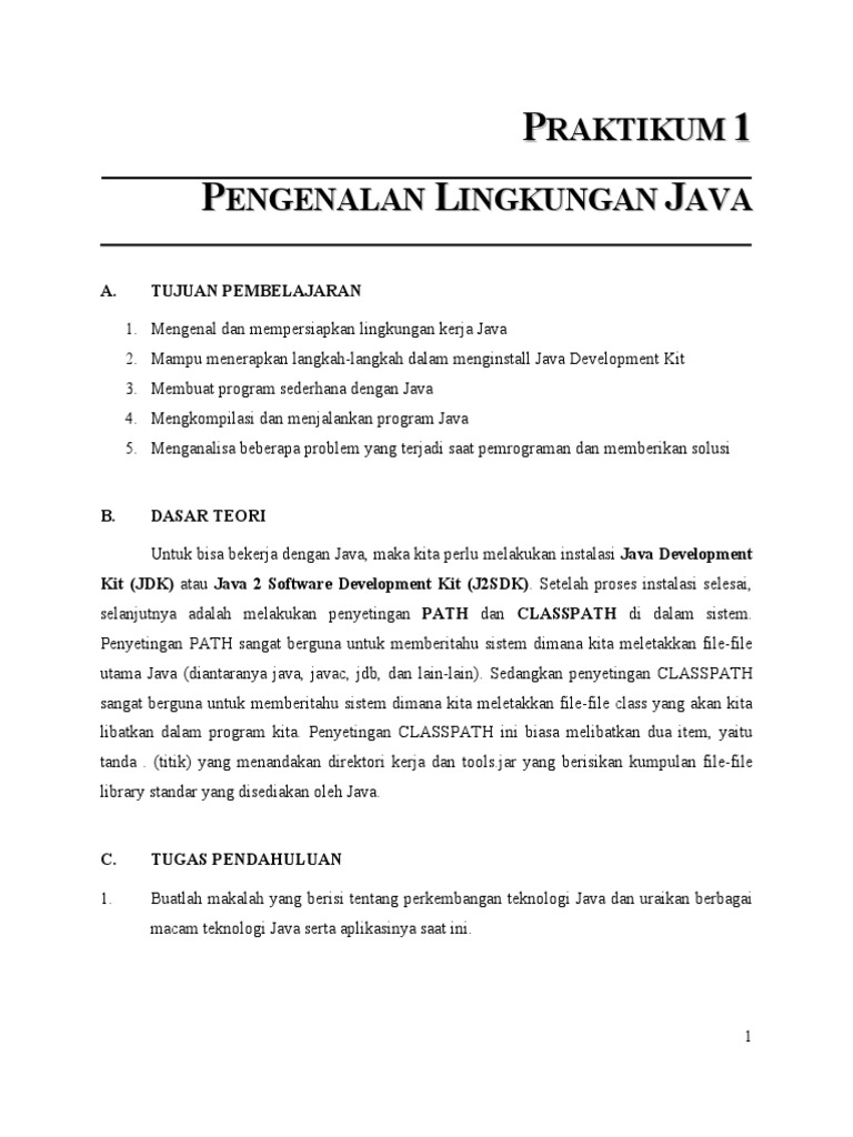 Bab 1. Pengenalan Lingkunan Java | PDF