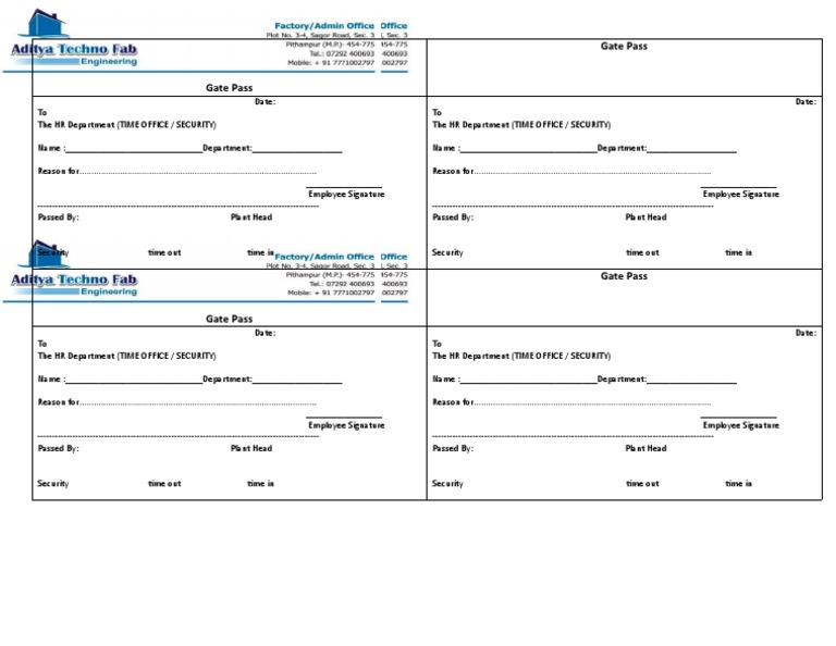 Gate Pass Format | PDF | Business