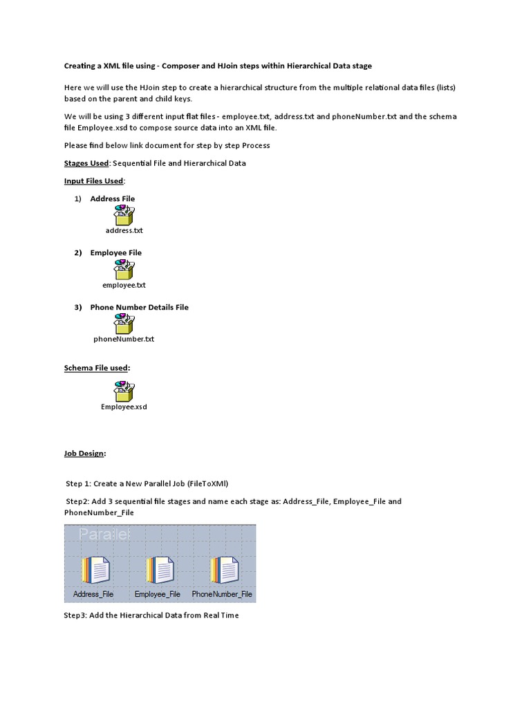 Creating A Xml File Using Composer And Hjoin Steps Within Hierarchical Data Stage Pdf Xml