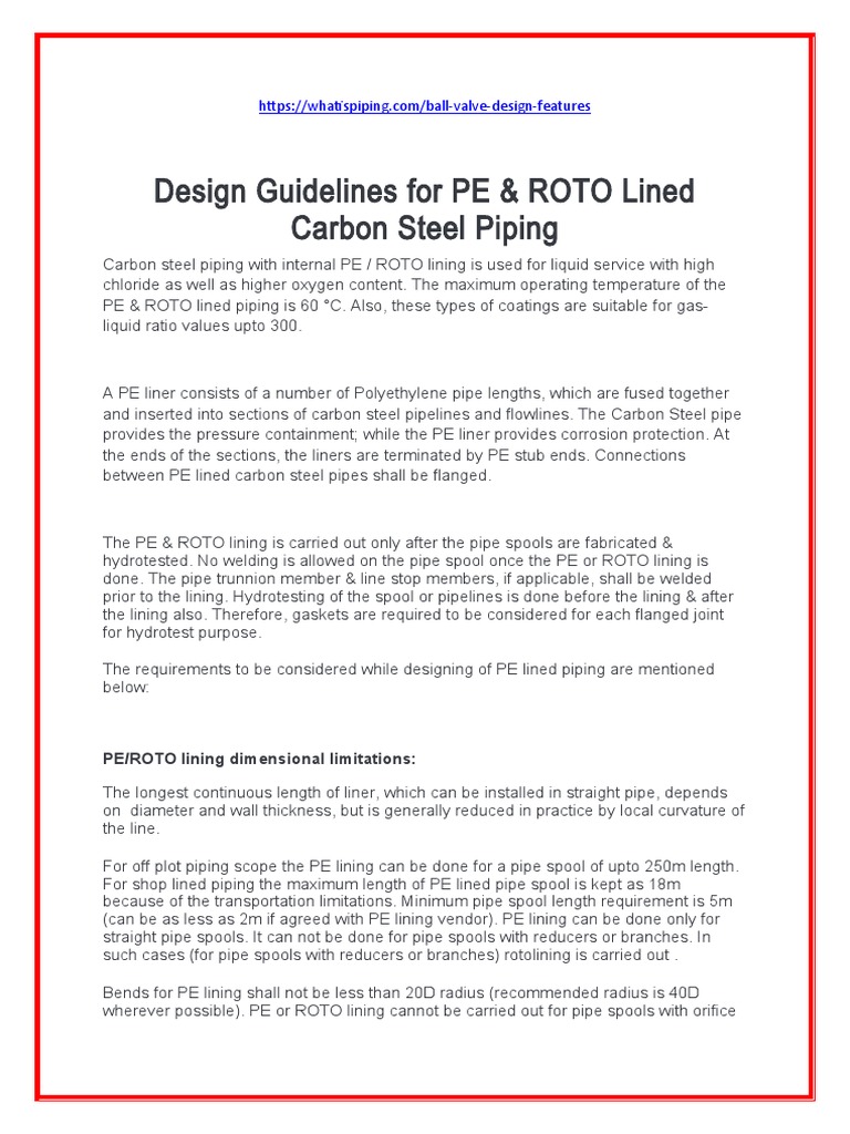 PE & ROTO Lining Design Guidelines | PDF | Pipe (Fluid Conveyance ...