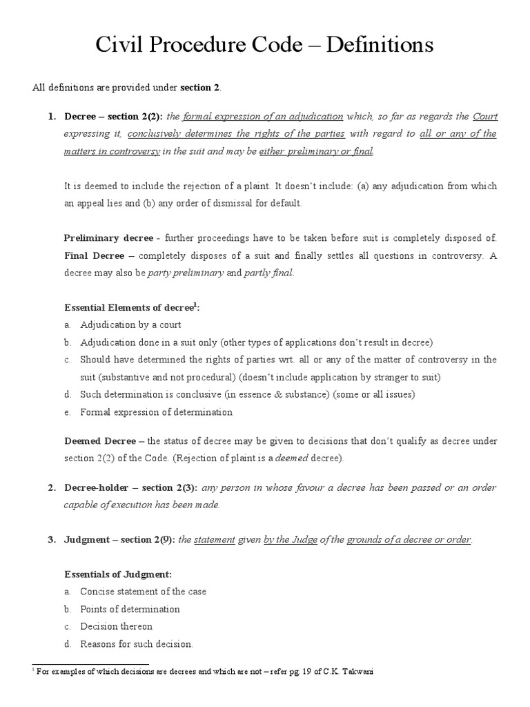 Civil Procedure Code | PDF | Decree | Lawsuit