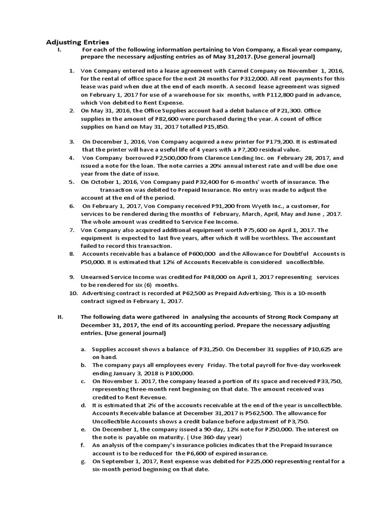 FAR Assignment 5 Adjusting Entries | PDF | Debits And Credits | Bad Debt