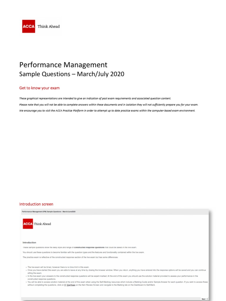 Performance Management Sample Questions March July 2020 Pdf