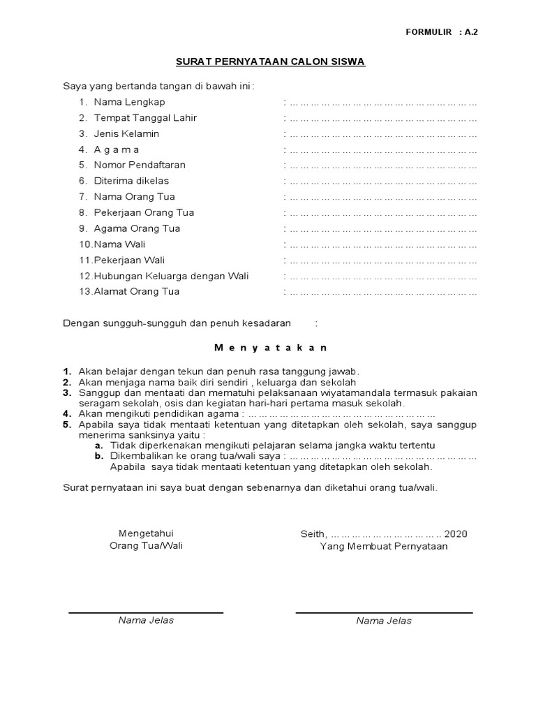 Formulir A1 & A2 | PDF