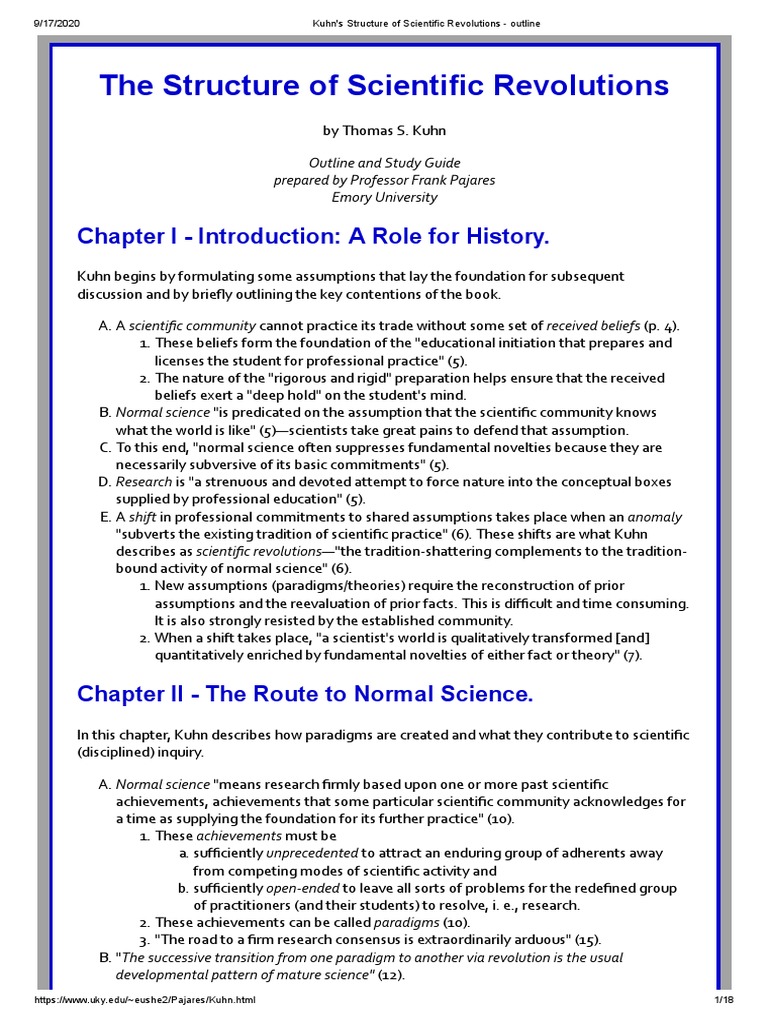 Kuhn's Structure of Scientific Revolutions - Outline | PDF | Paradigm ...