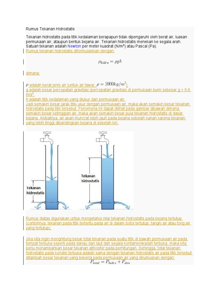 Rumus Tekanan Hidrostatis | PDF | Sains & Matematika