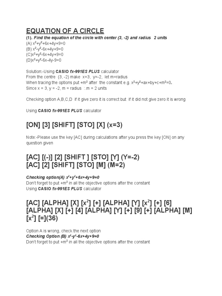 Ok Equation of A Circle | PDF | Equations | Geometry