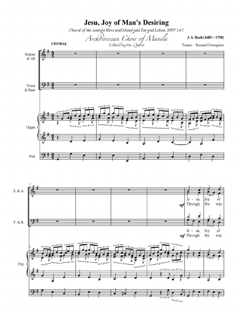 Jesu Joy of Mans Desiring With Accom | PDF