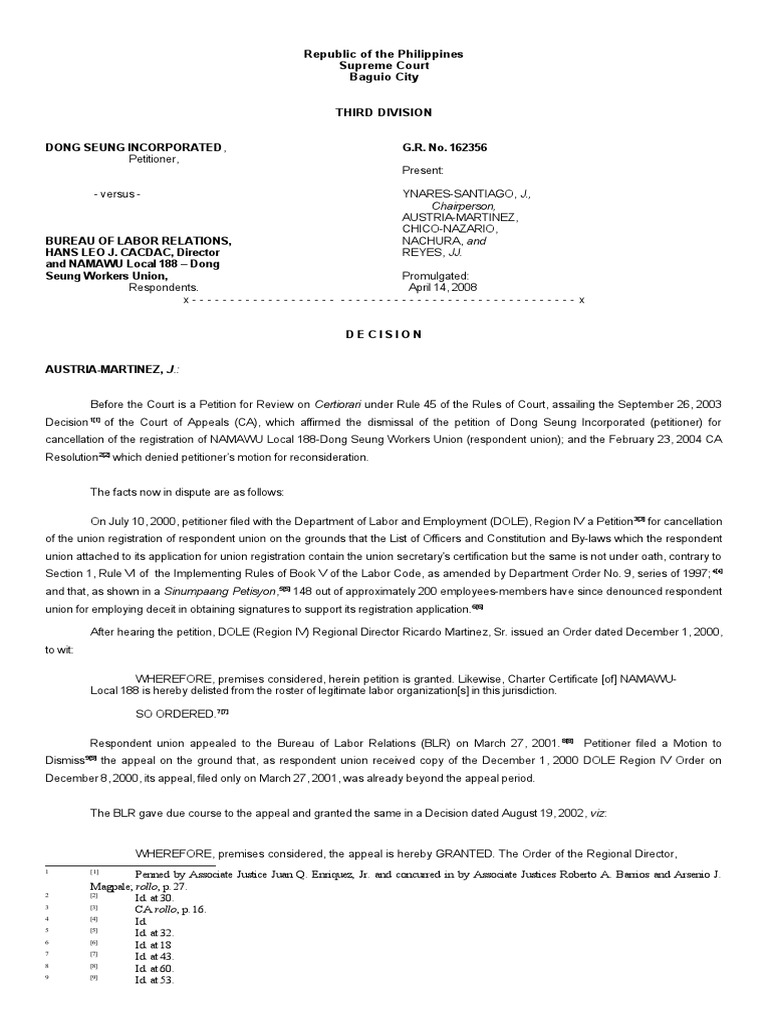 Dong Seung Inc. vs. BLR G.R. No. 162356 | PDF | Notary Public | Appeal