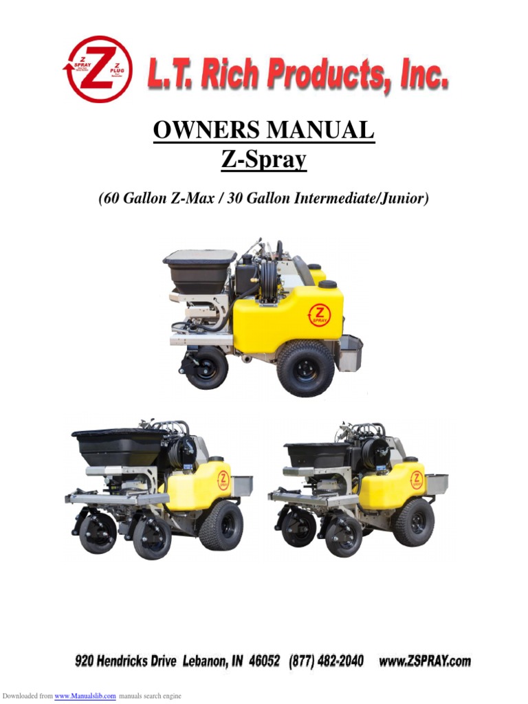 Owners Manual for Z-Spray 60 Gallon Sprayer | PDF | Gasoline | Pump