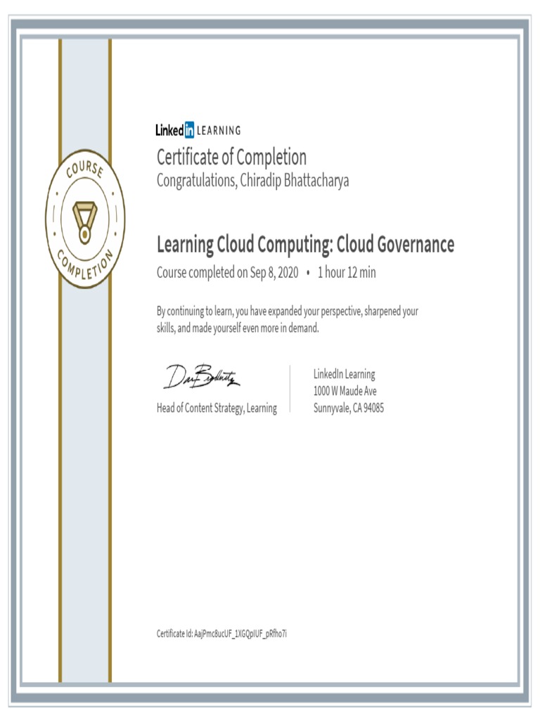 Cloud Governance Course Completion | PDF | Career & Growth | Business