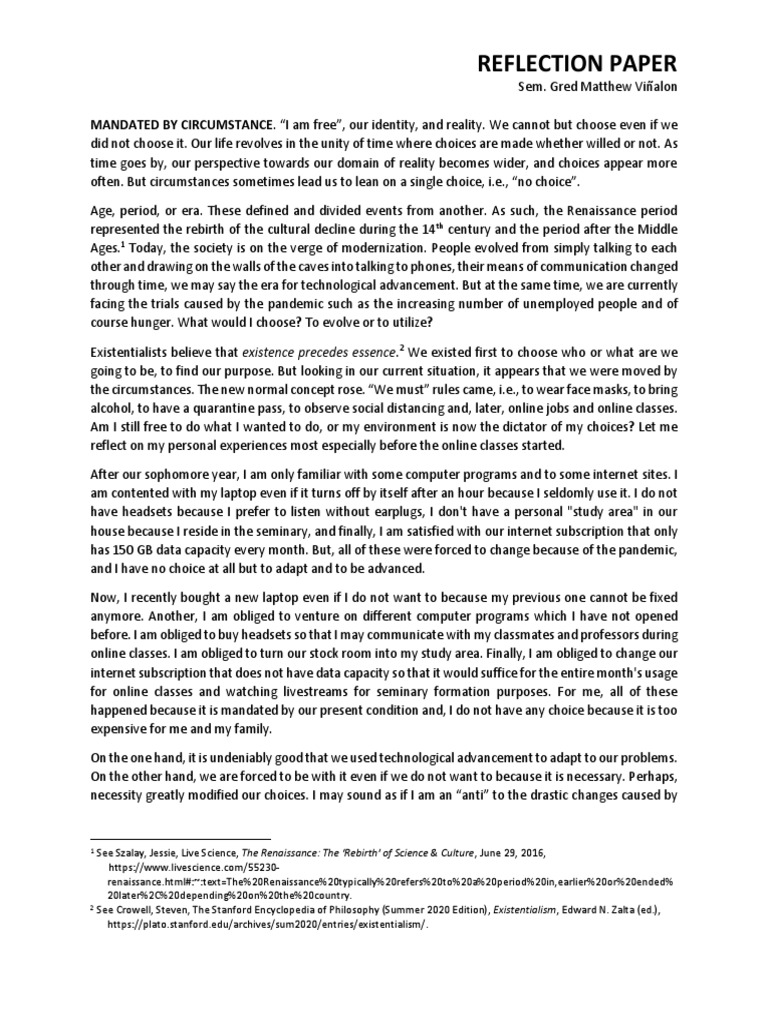 REFLECTION ON FREEDOM DURING A PANDEMIC | PDF | Educational Technology ...