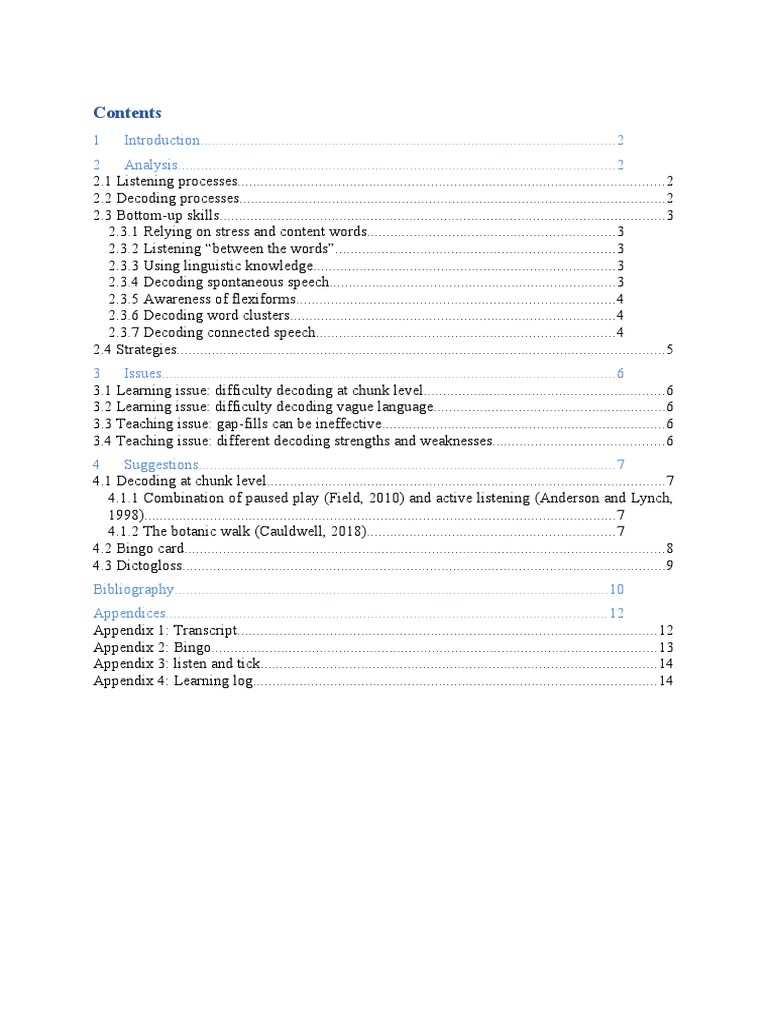 Bottom Up Listening Pdf Reading Comprehension Top Down And Bottom