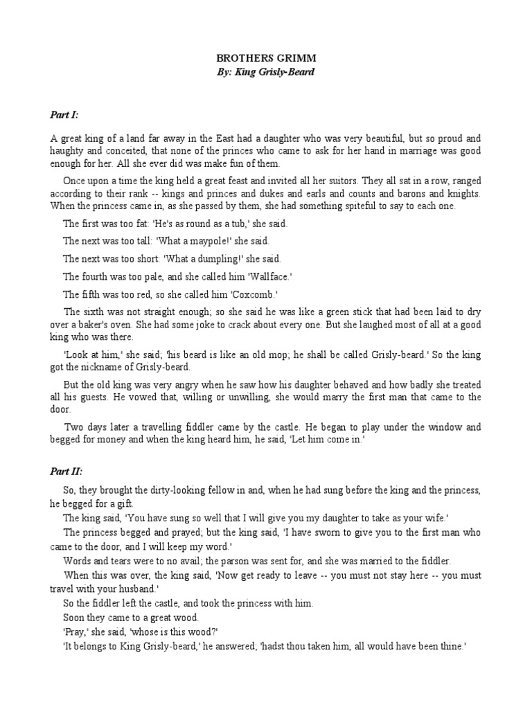 Brothers Grimm Short Stories | PDF