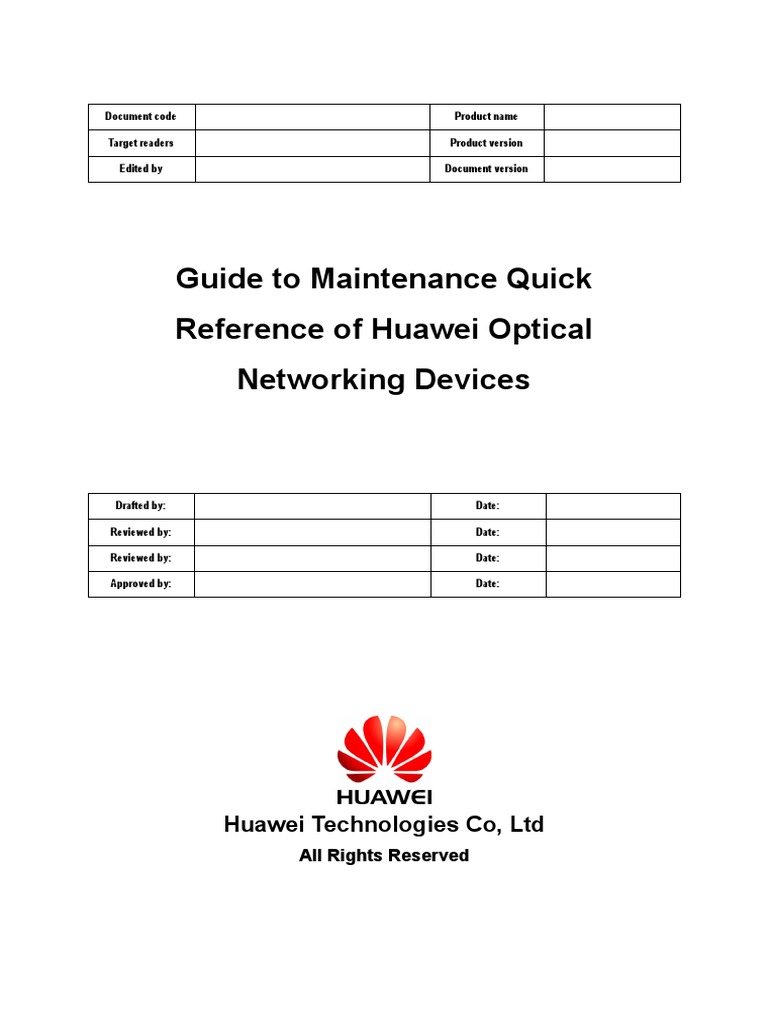 Guide To Maintenance Quick Reference of Huawei Optical Networking ...
