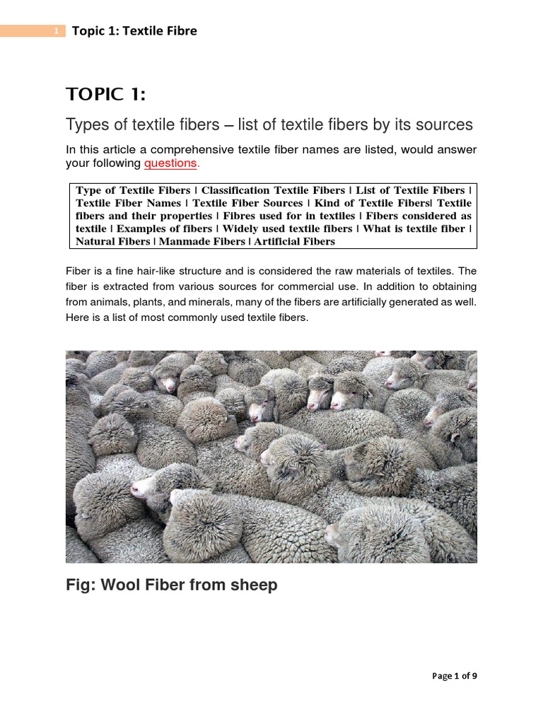 Topic 1:: Types of Textile Fibers - List of Textile Fibers by Its ...