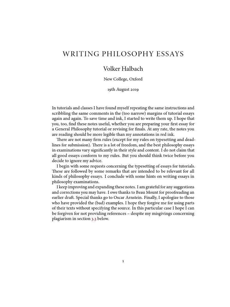 Writing Philosophy Essays: Volker Halbach | PDF | Argument | David Hume