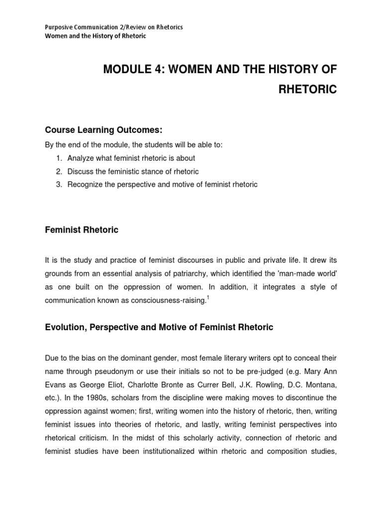 Women History Rhetoric | PDF | Women's Rights | Discrimination & Race ...