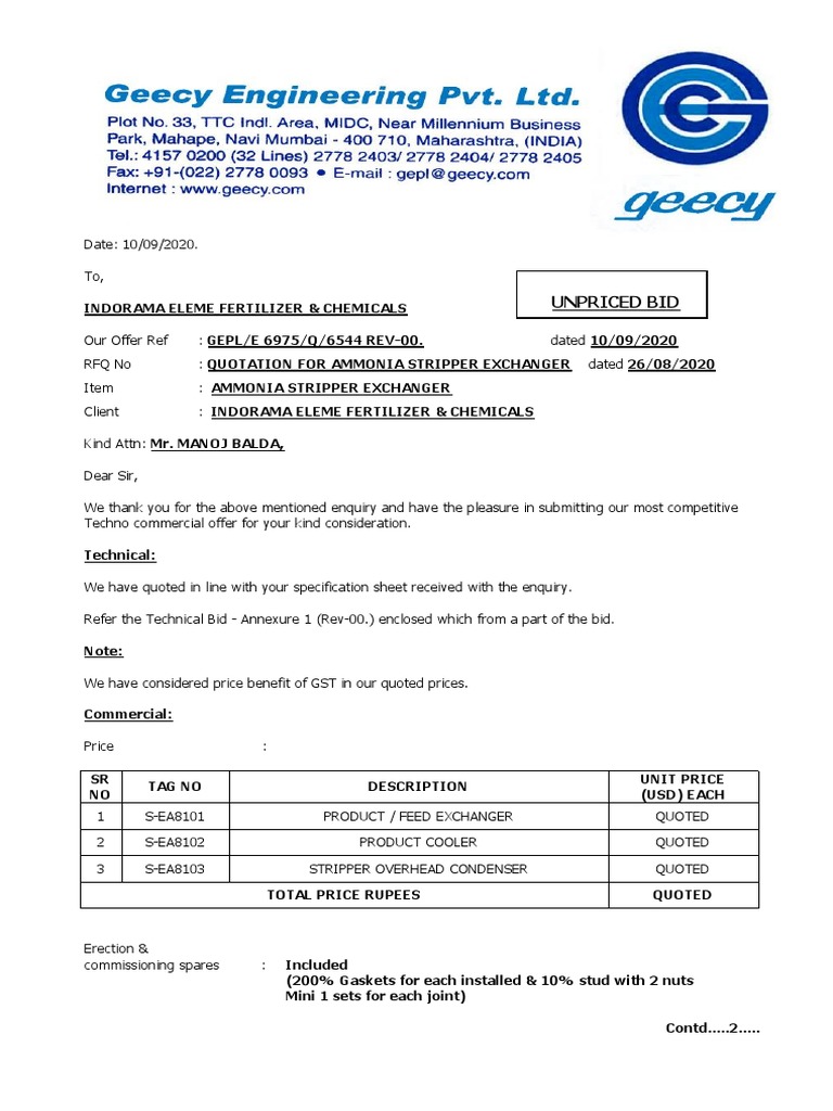 Geecy - UNPRICED BID Rev-00 | PDF | Business | Nature