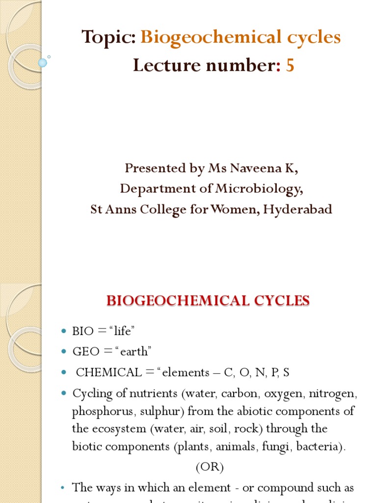 Biogeochemical Cycles | PDF | Nitrogen | Biology