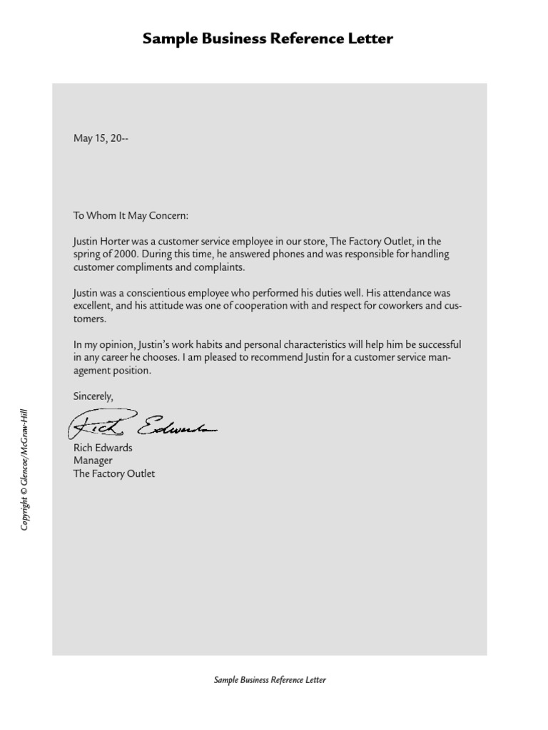 Business Reference Letter 1 | PDF