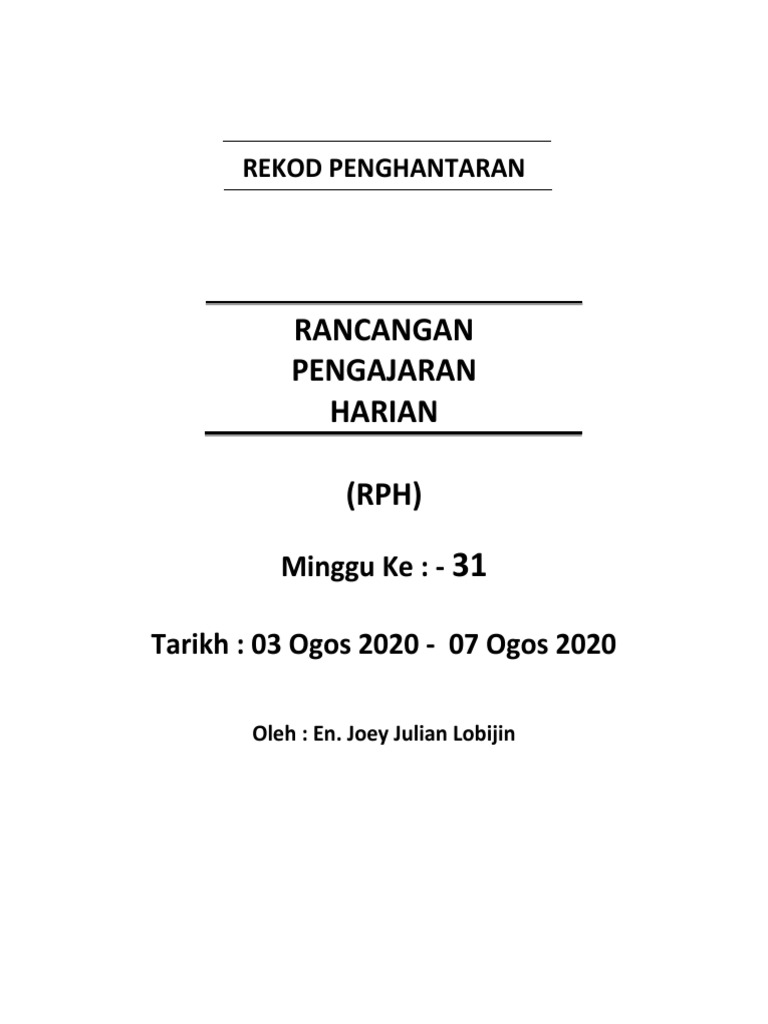 REKOD PENGHANTARAN RPH | PDF