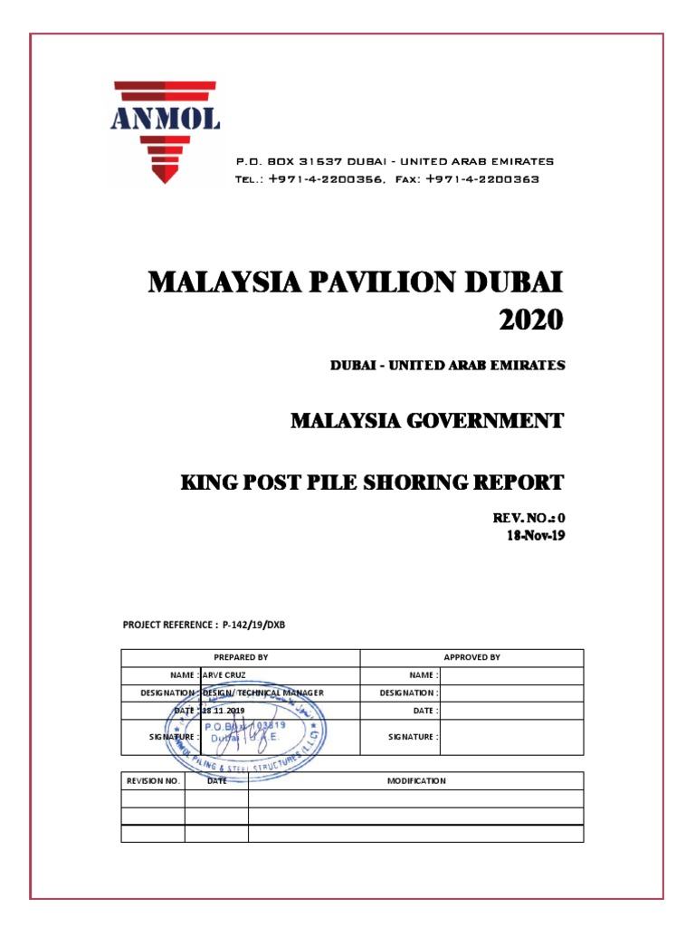 P-142 King Post Shoring Design Report 18.11.2019 | PDF | Bending | Deep ...
