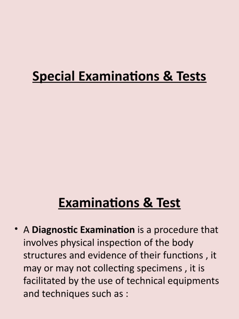 Special Examinations & Tests | PDF | Radiography | Magnetic Resonance ...