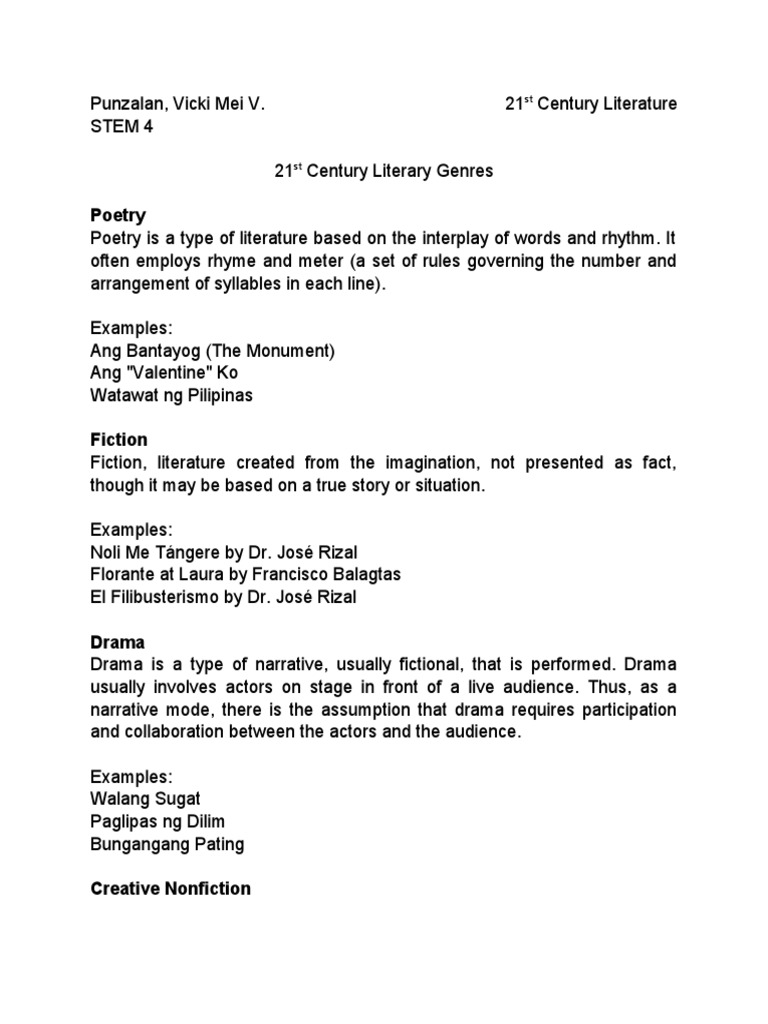 LIT - 21st Century Literature Genres | PDF | Creative Nonfiction | Poetry LIT - 21st Century Literature Genres | PDF | Creative Nonfiction | Poetry