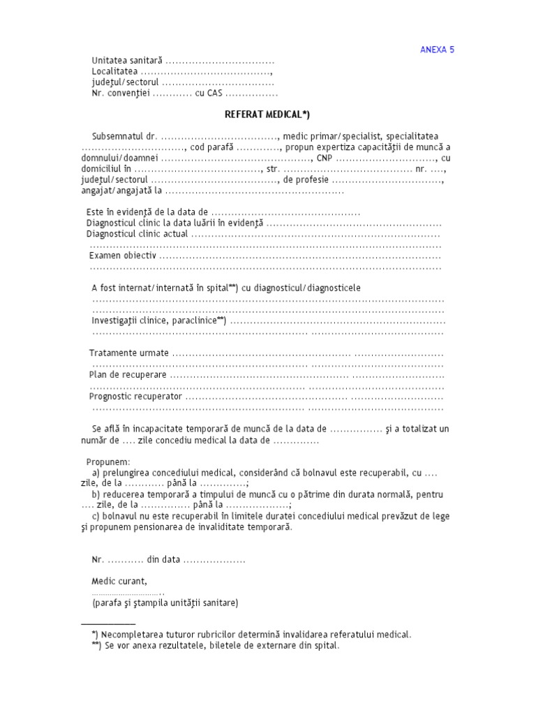 Referat Medical - Anexa5 | PDF