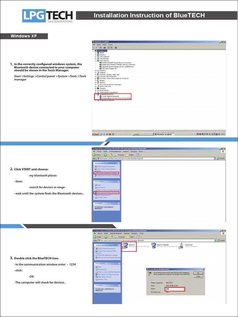 Installation Instruction of Bluetech: Windows XP | PDF | Bluetooth ...