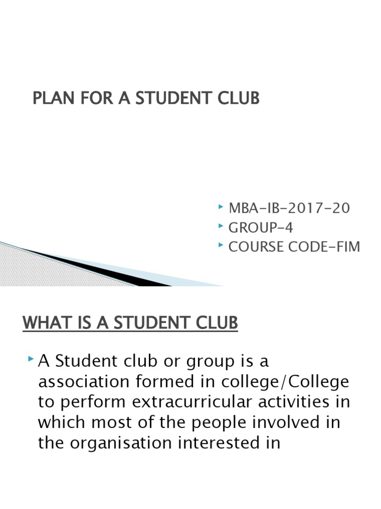 Plan For A Student Club | PDF | Teachers | Learning