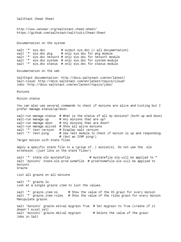 Salt Cheat Sheet | PDF | Hypertext Transfer Protocol | Computer Networking