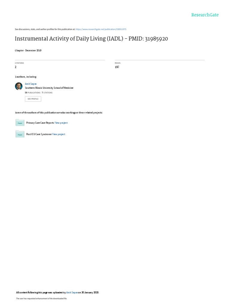 Instrumental Activityof Daily Living IADL | PDF | Dementia | Alzheimer ...