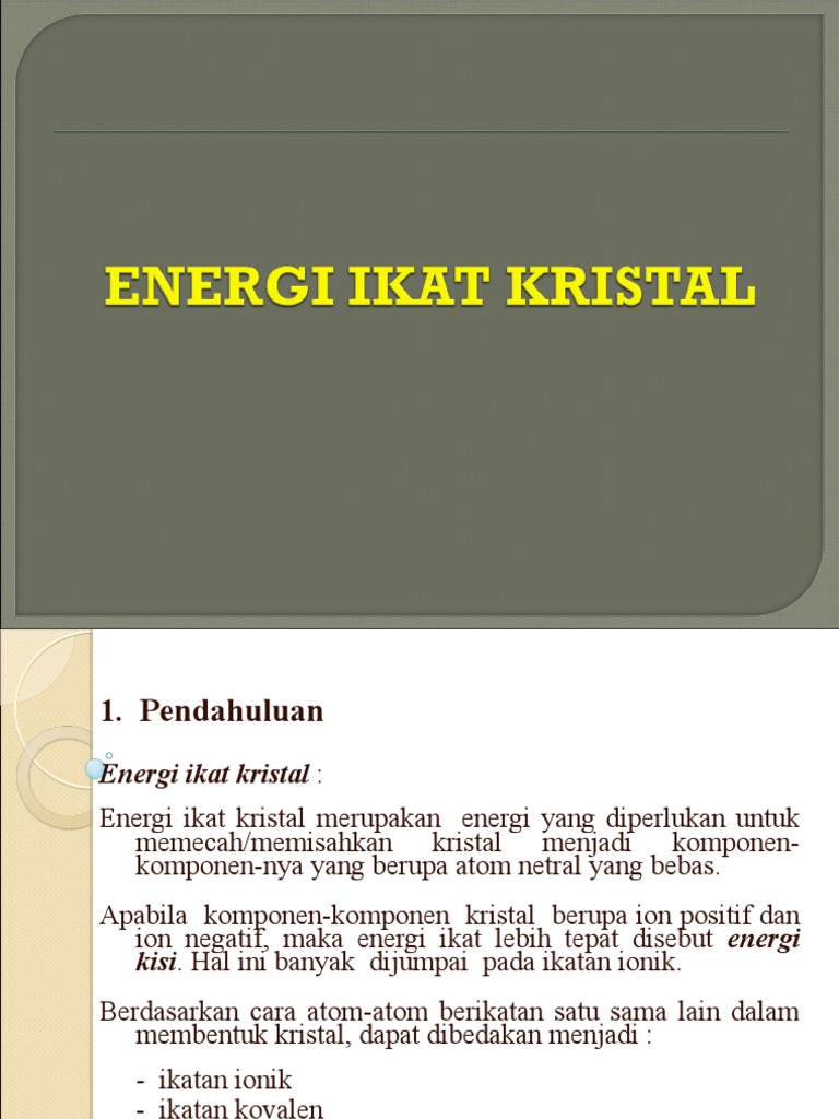 C. ENERGI IKAT KRISTAL | PDF | Sains & Matematika | Teknologi & Rekayasa