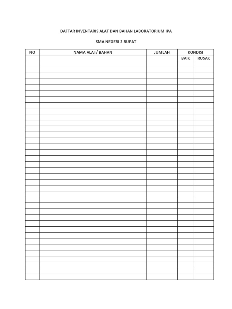 Daftar Inventaris Alat Dan Bahan Laboratorium Ipa | PDF
