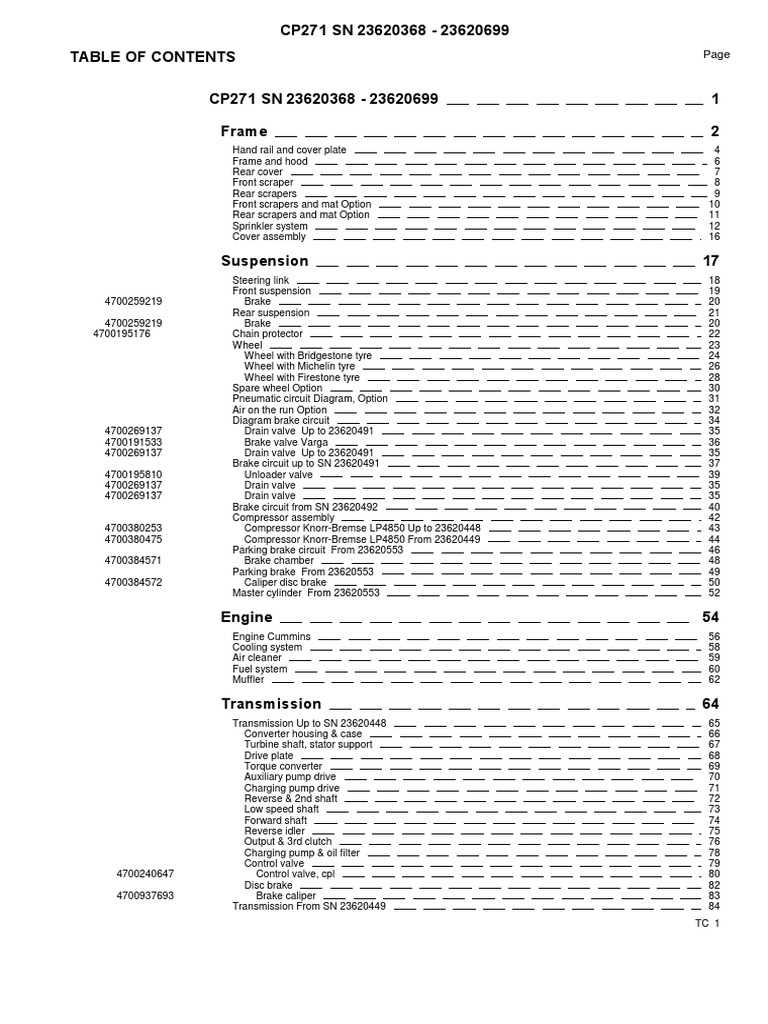 CP271 SN 23620368 - 23620699 | PDF | Brake | Electrical Connector