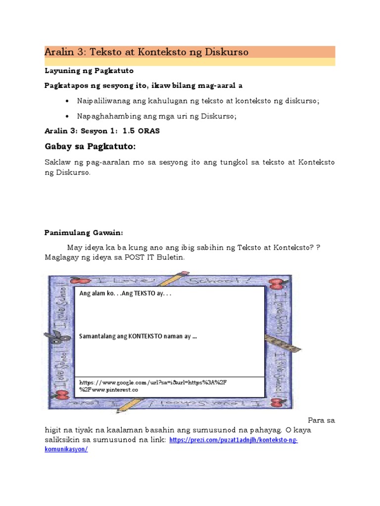 Natatanging Diskurso Aralin 3 | PDF