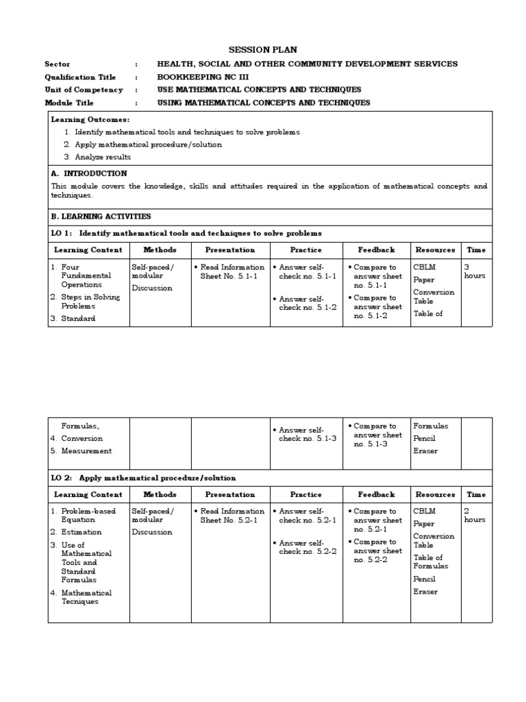 Session Plan: Health, Social and Other Community Development Services ...
