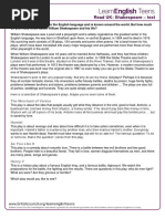 Shakespeare Reading Schedule 2015 | PDF | William Shakespeare | Plays