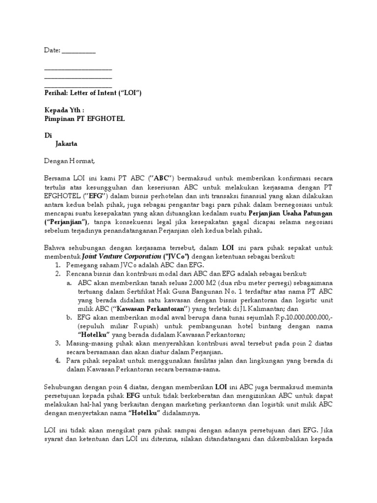 Contoh LOI | PDF