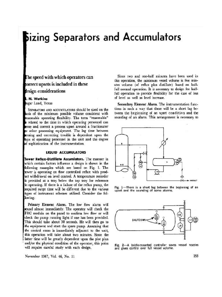 Sizing Separators and Accumulators PDF | PDF