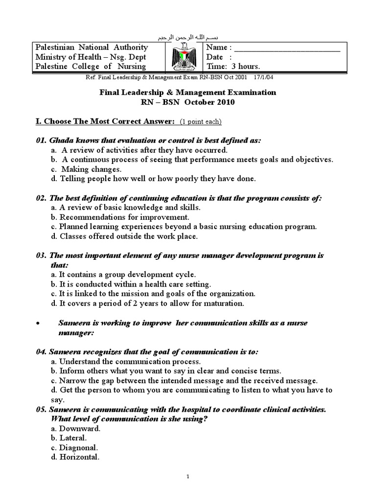 Final Leadership Management Examination | PDF | Motivation | Motivational