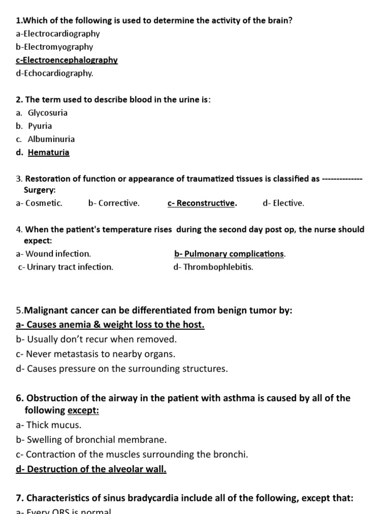 Medical-Surgical Nursing MCQs with Answers | PDF | Respiratory Tract | Lung