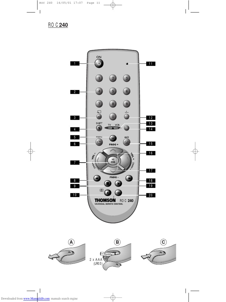 Thomson Roc 240 | Descargar gratis PDF | Control remoto | Grabadora de vídeo