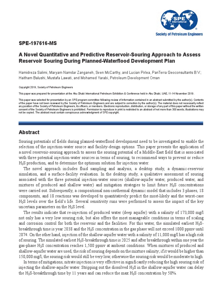 SPE-197616-MS A Novel Quantitative and Predictive Reservoir-Souring ...