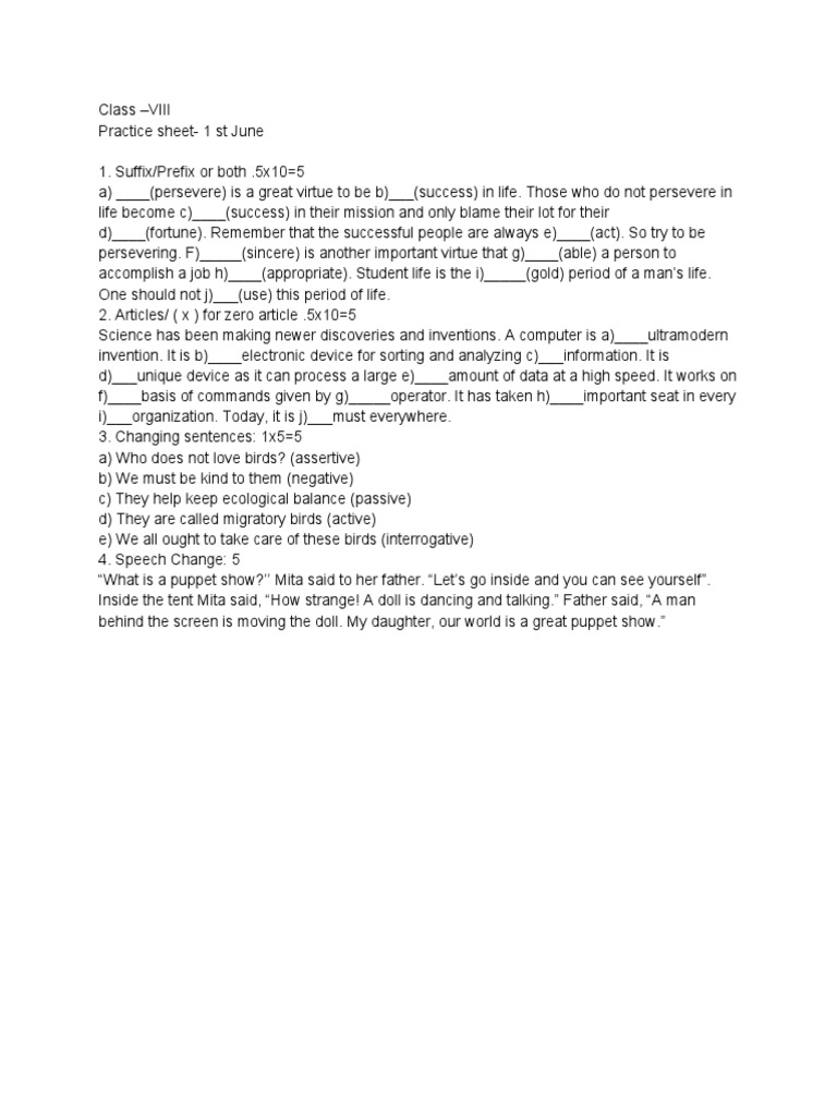 Md. Ridwan Ul Haque Zawad - Practice Sheet | PDF