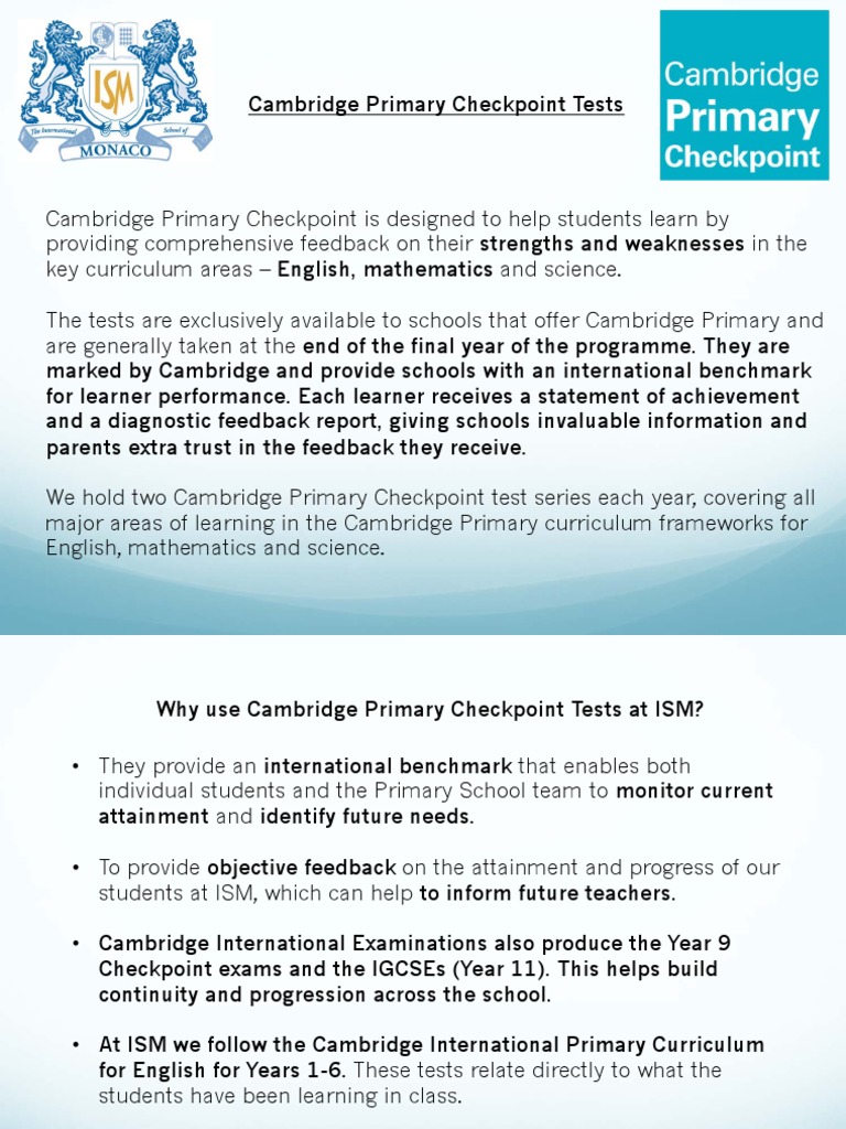 Cambridge Primary Checkpoint Guide | PDF | Curriculum | Cognition
