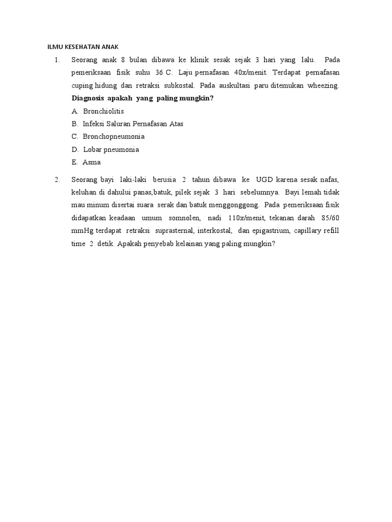 Kasus dan Diagnosis Kesehatan Anak | PDF