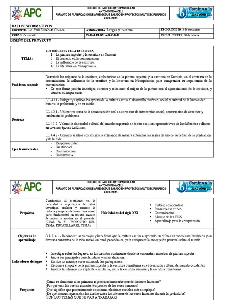 Plan Abp Octavo | PDF | Puntuación | Escritura